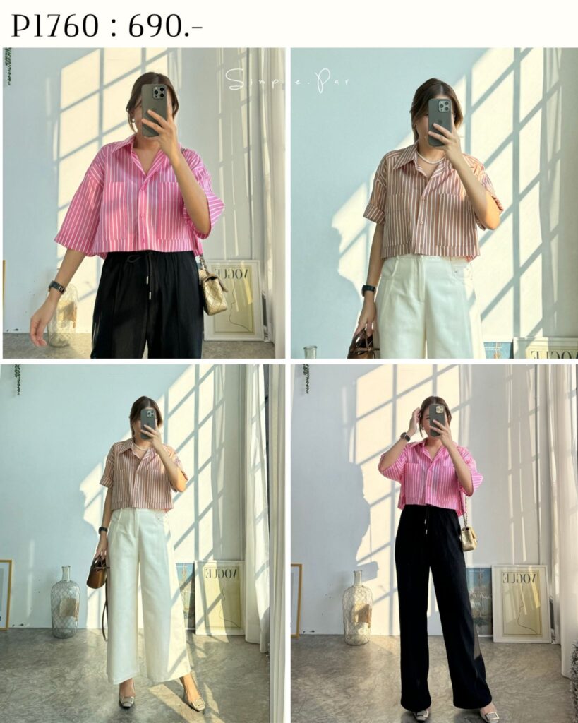 P1760 : เสื้อครอปลายรั้วรหัสเดิมP53 รุ่นทรงออกOVERSIZEทรงสวยใส่สบาย ...